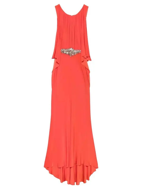 GEMY MAALOUF Embellished Pleated Maxi Dress - Orange