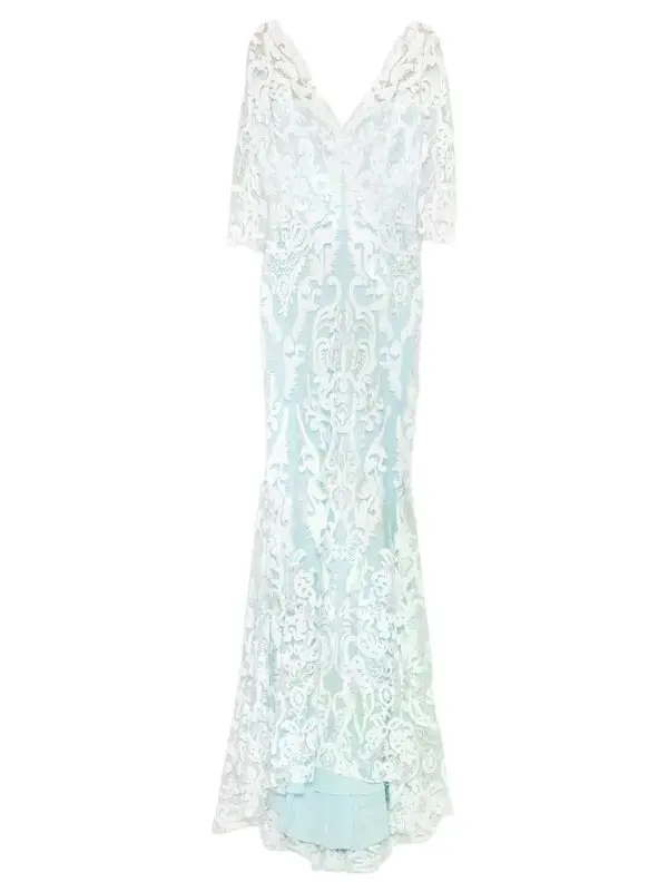 GEMY MAALOUF Lace-overlay Gown - Blue