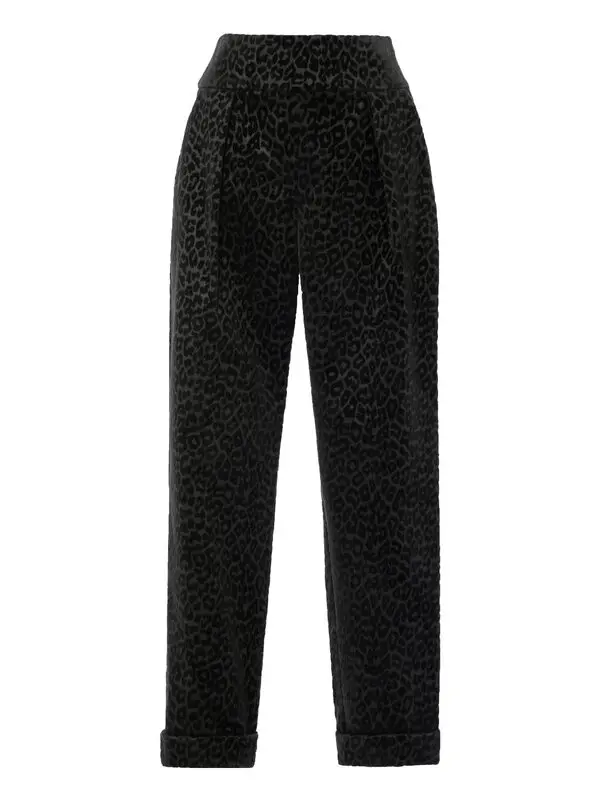 TEMPERLEY LONDON Leopard-print Velvet Trousers - Black