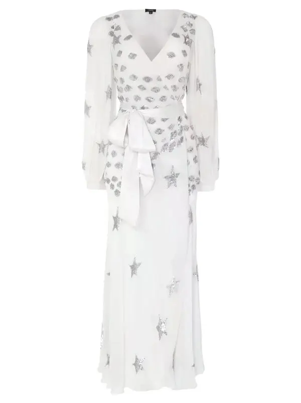 TEMPERLEY LONDON Etoile Sequin-star Wrap Dress - White