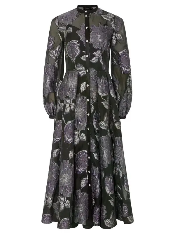 TEMPERLEY LONDON Bridget Cocktail Floral-print Midi Dress - Black