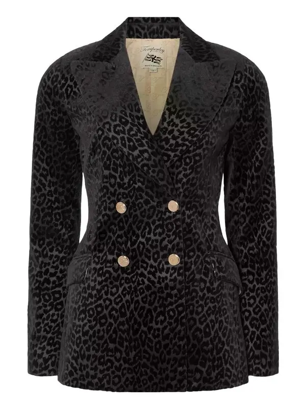 TEMPERLEY LONDON Leopard-pattern Double-breasted Blazer - Black