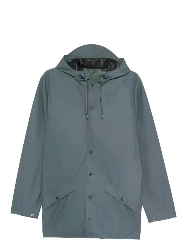 Rains Snap-button Hooded Raincoat - Grey