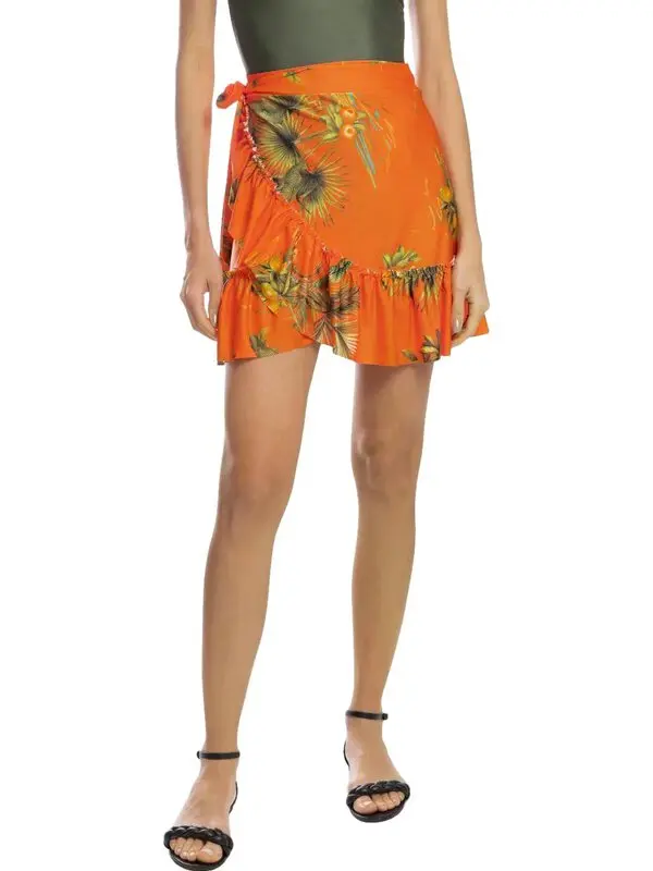 LYGIA & NANNY Printed Mini Wrap Skirt - Orange