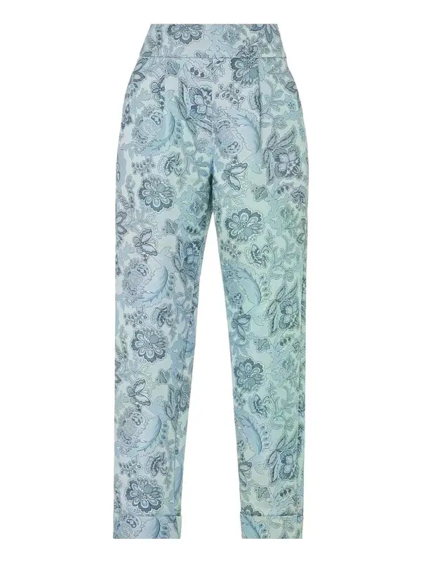 TEMPERLEY LONDON Floral-print Pleated Trousers - Blue