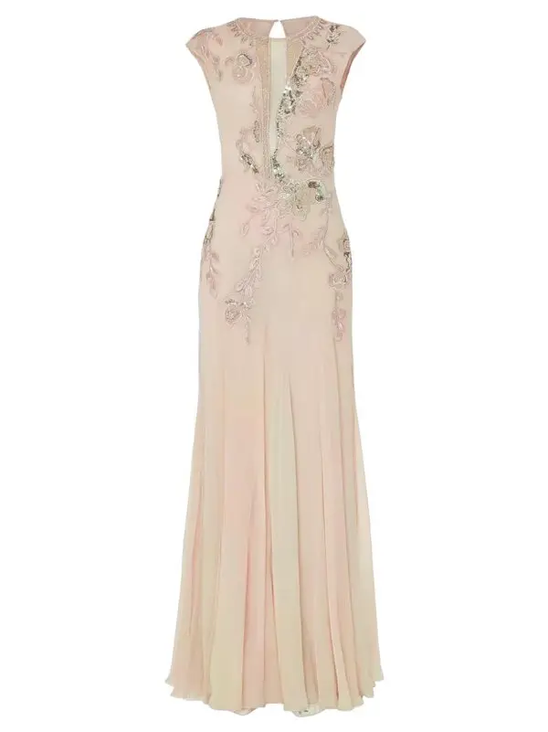 TEMPERLEY LONDON Lilly Floral-embellished Silk Gown - Pink