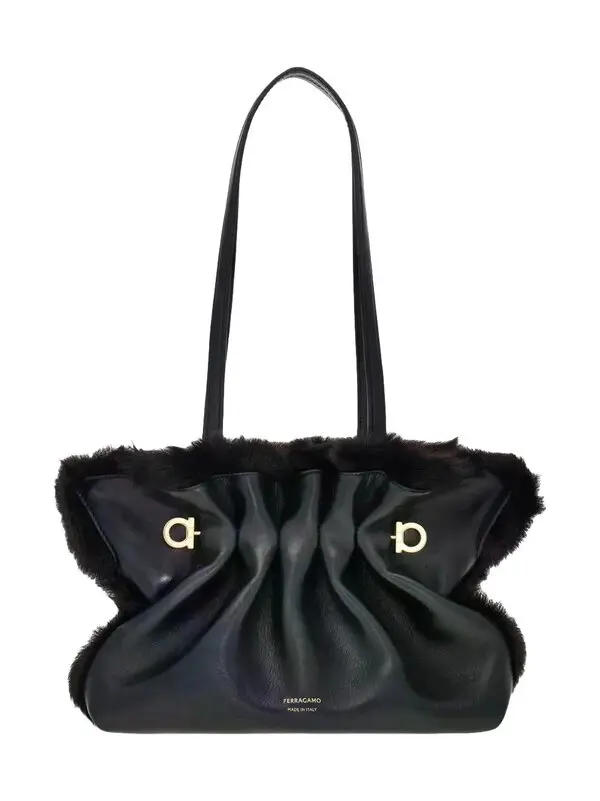 FERRAGAMO Gancio-pin Shoulder Bag - Black