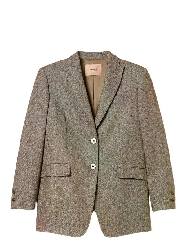 TWINSET Lurex Tweed Blazer - Brown