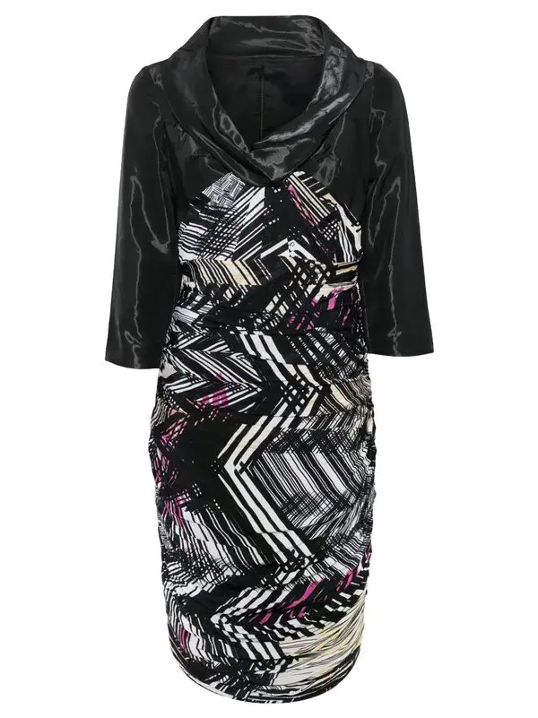 GEMY MAALOUF Geometric-print Panelled Dress - Black