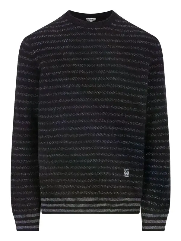 Loewe Striped Logo-embroidered Sweater - Blue