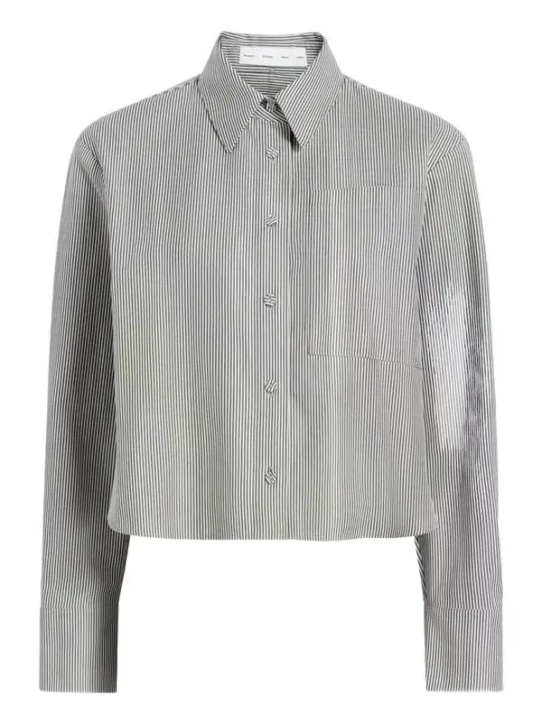 Proenza Schouler White Label Pinstripe Cropped Shirt - White