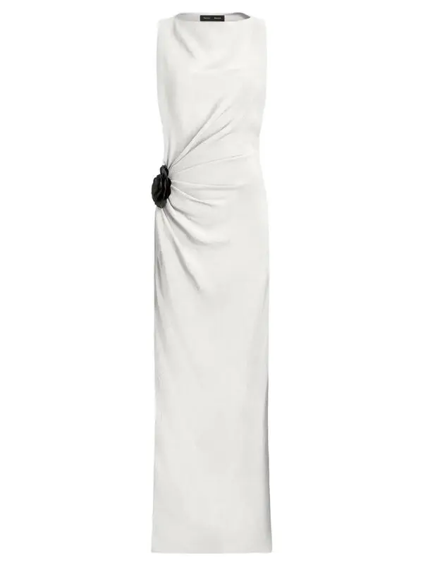 Proenza Schouler Rose-embellished Draped Maxi Dress - White