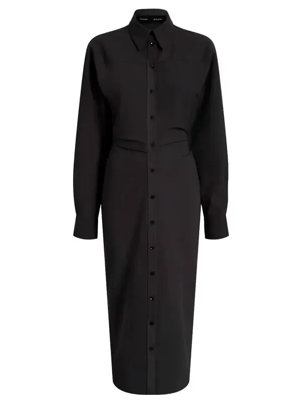 Proenza Schouler Buttoned-down Cinched Shirt Midi Dress - Black