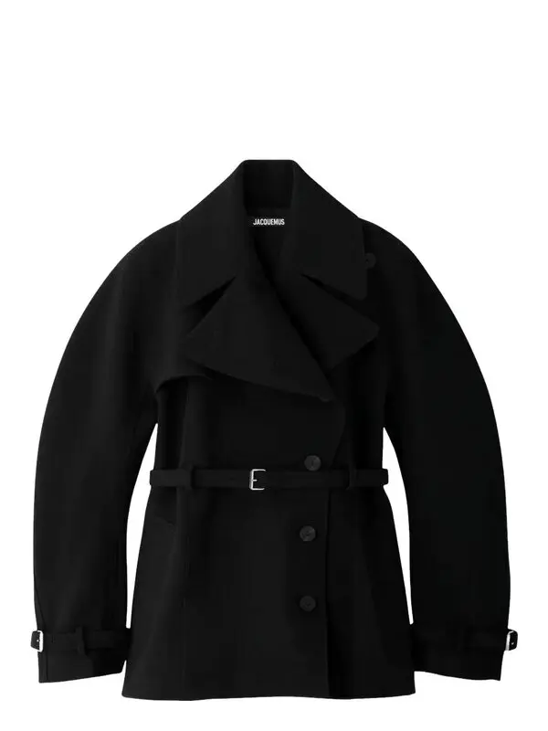 Jacquemus Belted Balloon-sleeve Coat - Black