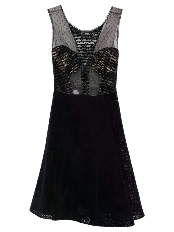 GEMY MAALOUF Mesh-insert V-neck Mini Dress - Blue