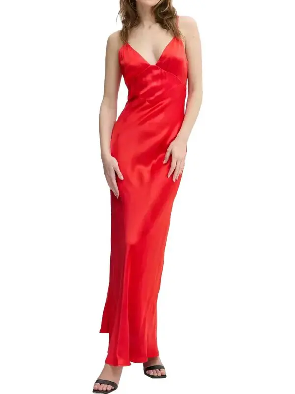 Bardot Bias-cut Slip Dress - Red
