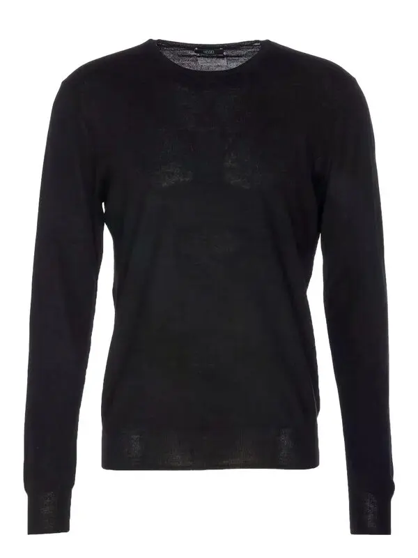HOSIO Long-sleeve Crew-neck Sweater - Black