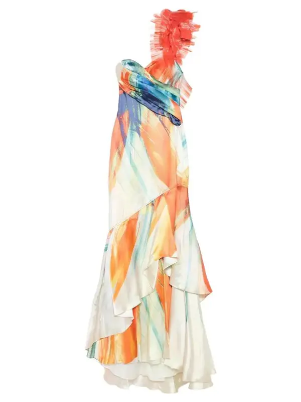 GEMY MAALOUF Abstract-print Maxi Dress - White