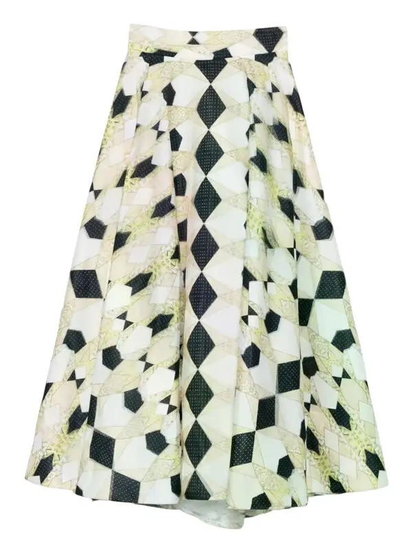 GEMY MAALOUF Geometric-print Pleated Midi Skirt - Neutrals