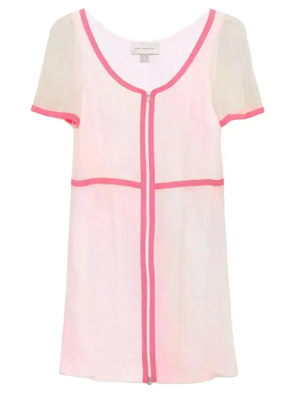 GEMY MAALOUF Zip-front Mini Dress With Mesh Panels - Pink