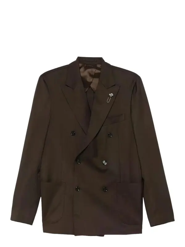 LARDINI Double-breasted Blazer - Brown