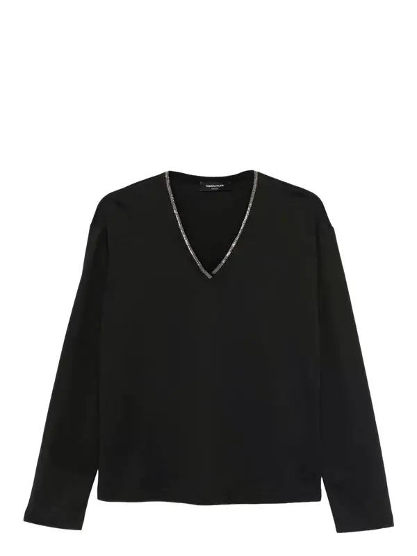 Fabiana Filippi Embellished-neckline T-shirt - Black