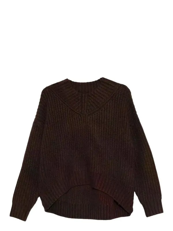 Staud Ribbed V-neck Sweater - Brown