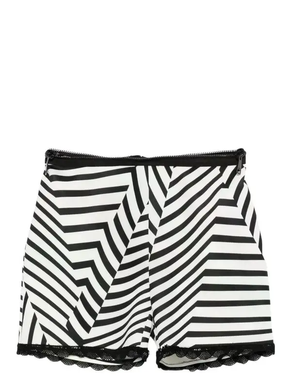 GEMY MAALOUF Stripe Lace-trimmed Shorts - Black