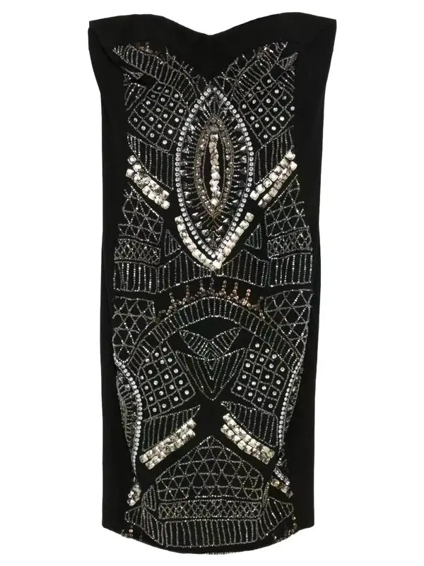GEMY MAALOUF Embellished Strapless Mini Dress - Black