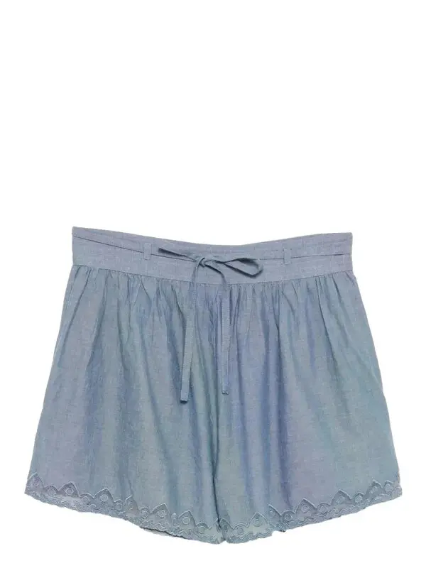 Ulla Johnson Elowen Lace-trimmed Gathered Shorts - Blue