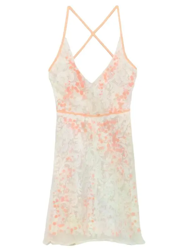 GEMY MAALOUF Floral Lace Mini Dress - White
