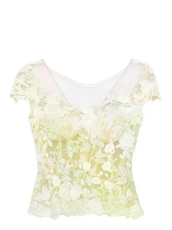 GEMY MAALOUF Floral Lace Top - Yellow