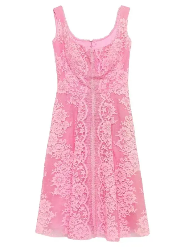 GEMY MAALOUF Floral-lace Scoop-neck Mini Dress - Pink
