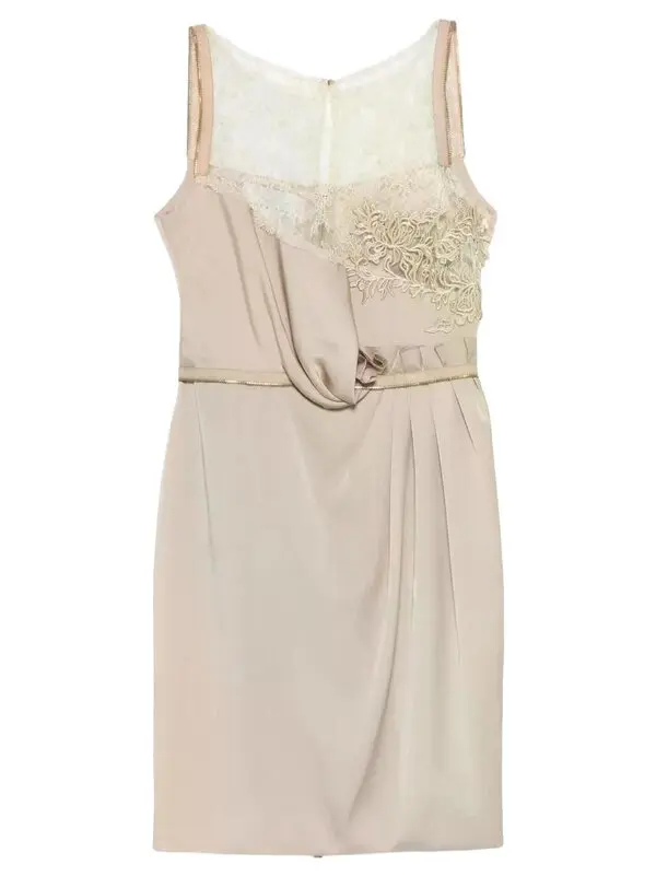 GEMY MAALOUF Lace-paneled Draped Dress - Neutrals