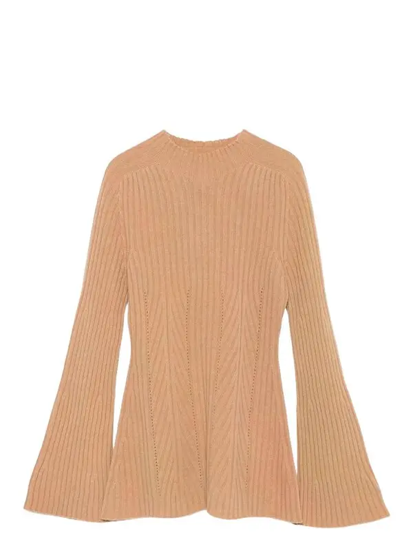TWINSET Ribbed Bell-sleeve Sweater - Brown
