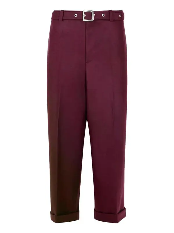 JIL SANDER Belted Wool Trousers - Red
