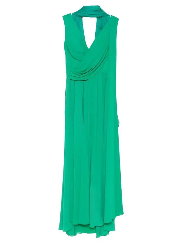 GEMY MAALOUF Draped Cowl-neck Midi Dress - Green
