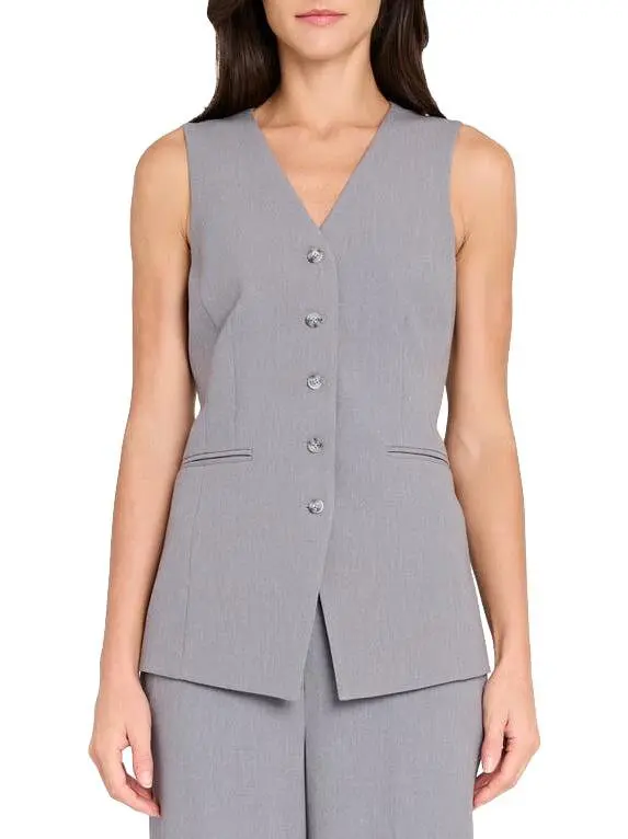 TAHARI ASL Button-up Vest - Heather Grey