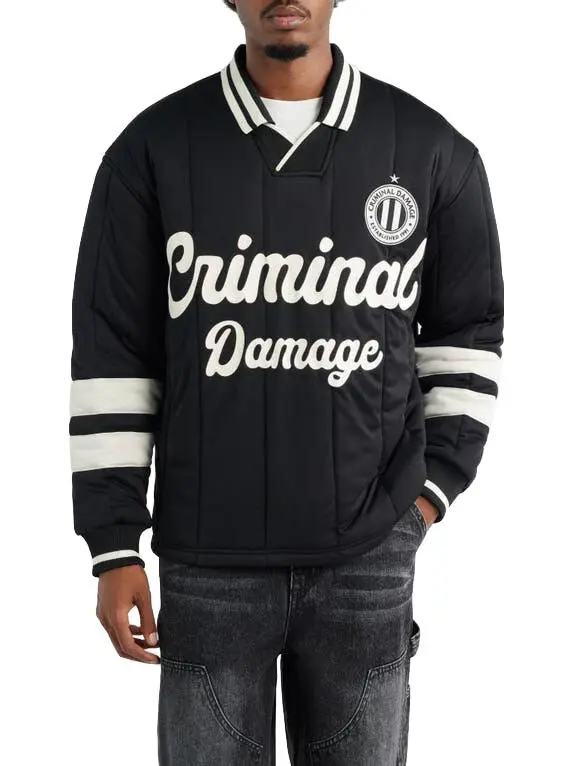 CRIMINAL DAMAGE Football Jersey - Black/ecru