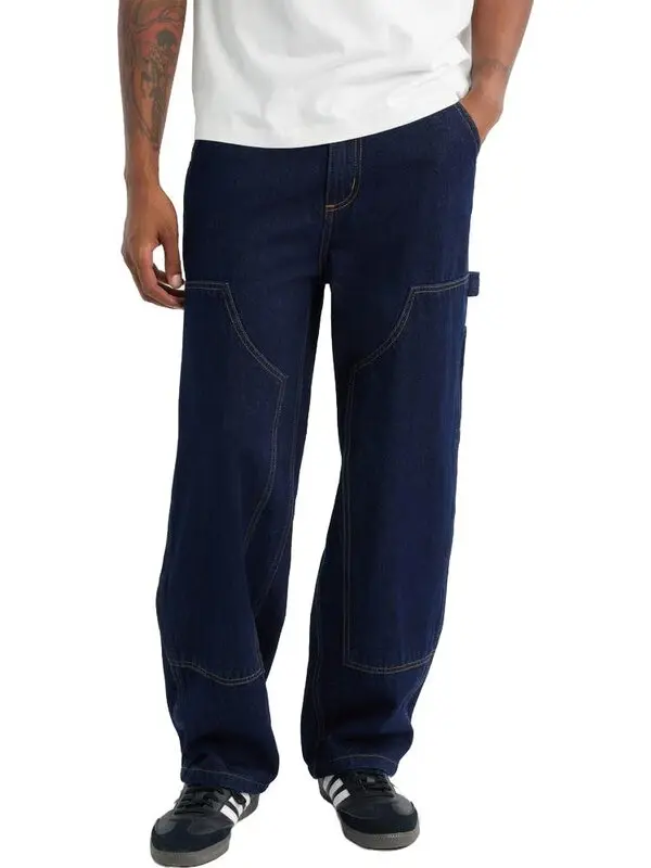 CRIMINAL DAMAGE Mercer Double Knee Cotton Denim Carpenter Pants - Indigo