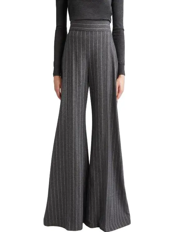 Carolina Herrera Diane Pinstripe Wide-leg Pants - Charcoal Grey
