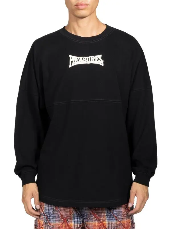 PLEASURES Bulldog Heavyweight Long Sleeve Graphic T-shirt - Black