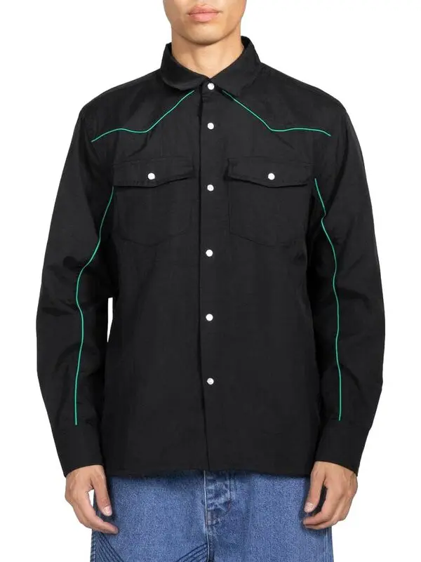 PLEASURES Nylon Wester Snap-up Shirt - Black
