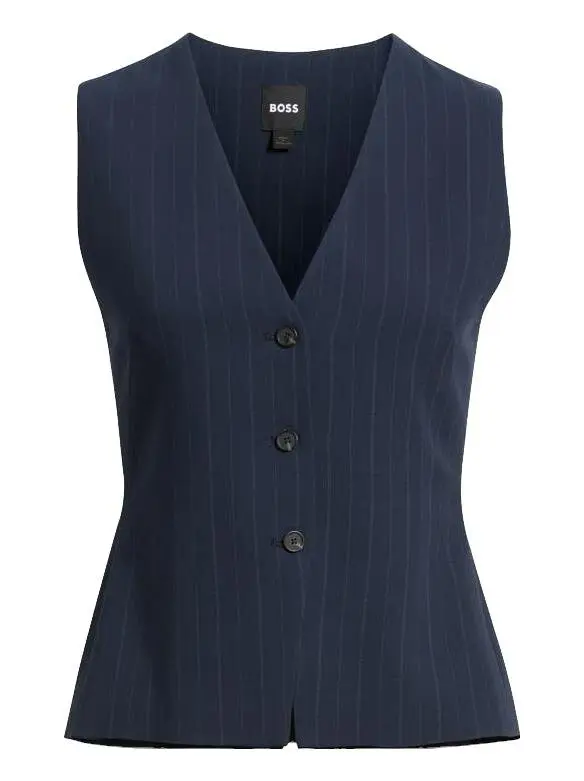 BOSS Julinia Pinstripe Vest - Sky Captain Pinstripe