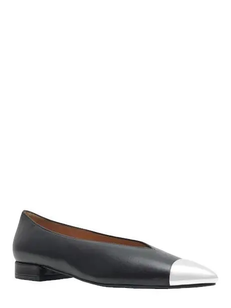 JON JOSEF Real Pointed Cap Toe Pump - Black Leather