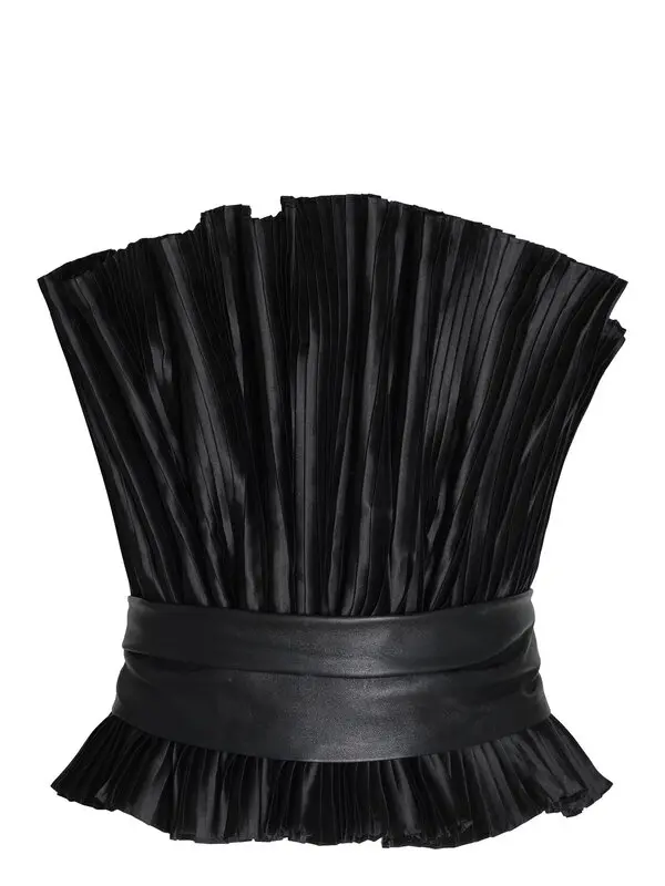 ANDRES OTALORA Senda Perenne Pleated Silk Top - Black