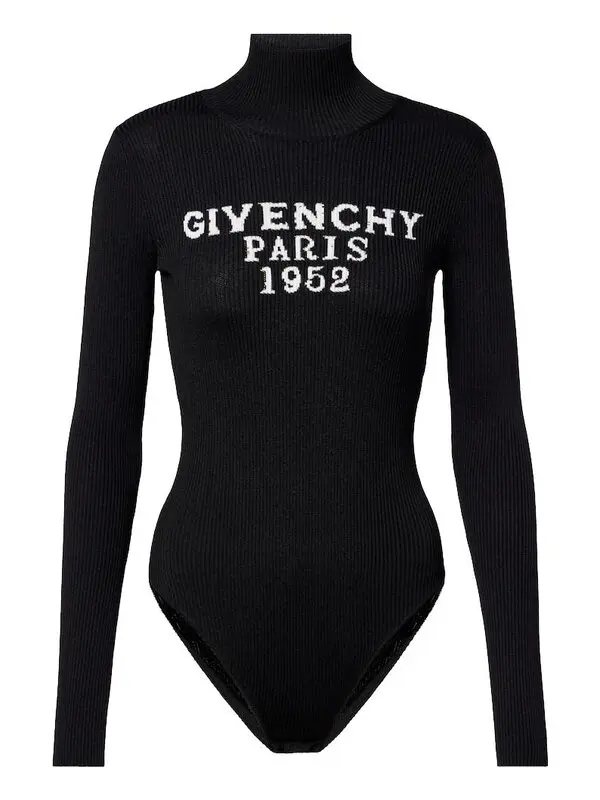 Givenchy Logo Ribbed-knit Bodysuit - Black