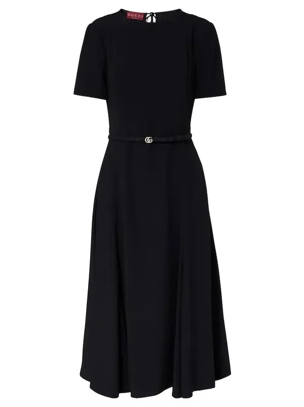 Gucci Double G Belted Midi Dress - Black
