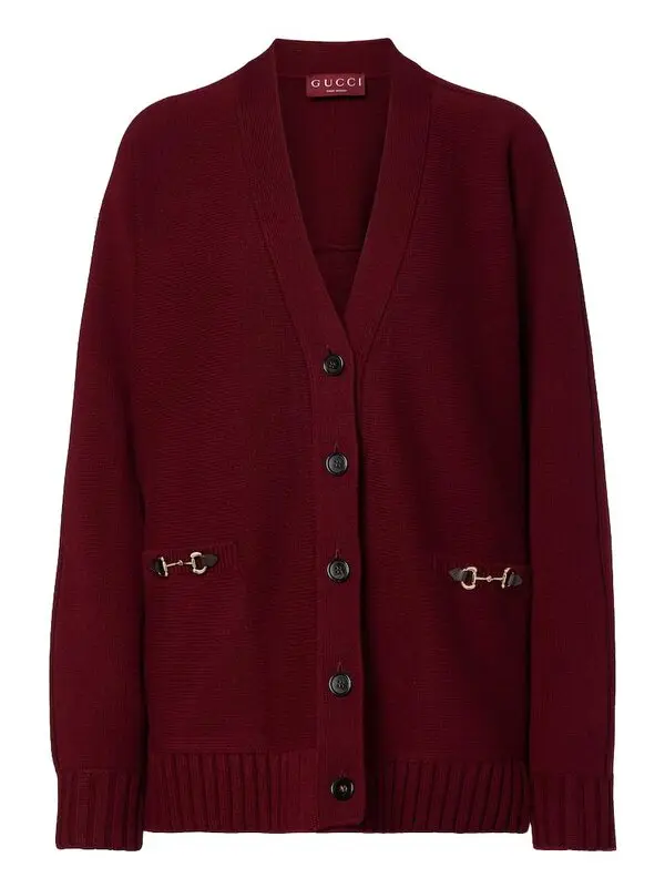 Gucci Horsebit Wool And Cashmere Cardigan - Burgundy