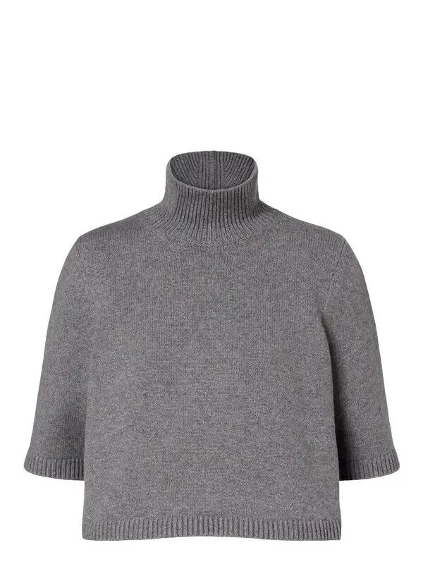 Alaïa Cropped Cashmere-blend Turtleneck Top - Grey